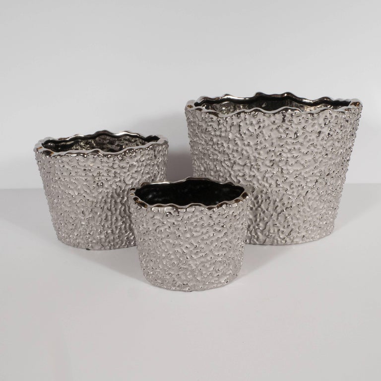 Pair of Organic Modern Handmade Ceramic Orchid Pots in White Gold at ...