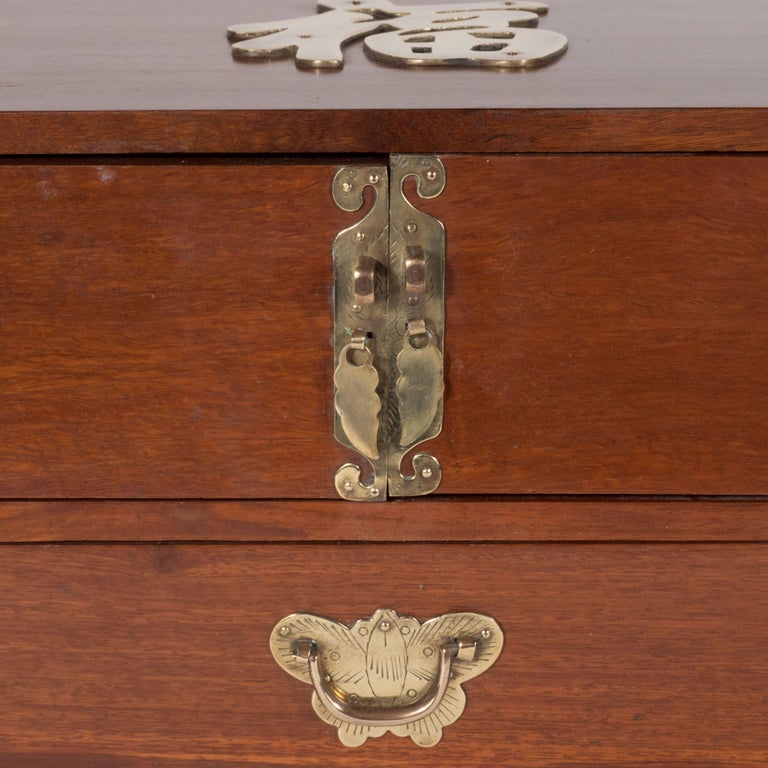 Mid-Century Modern Rosewood Chinese Jewelry Box with Brass Hardware at ...