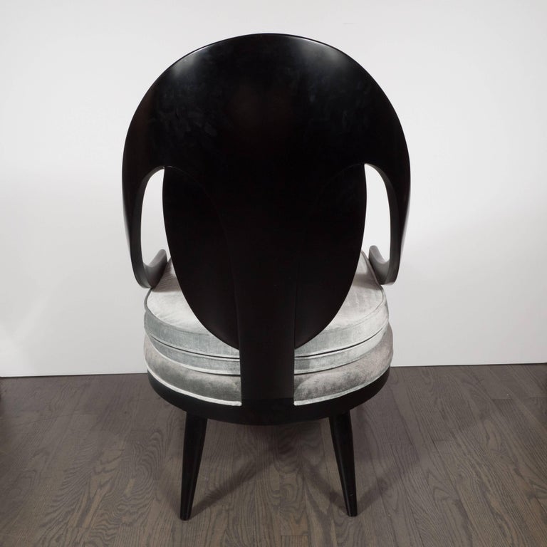 Pair of Mid-Century Modern Spoon Back Occasional Chairs in Ebonized ...