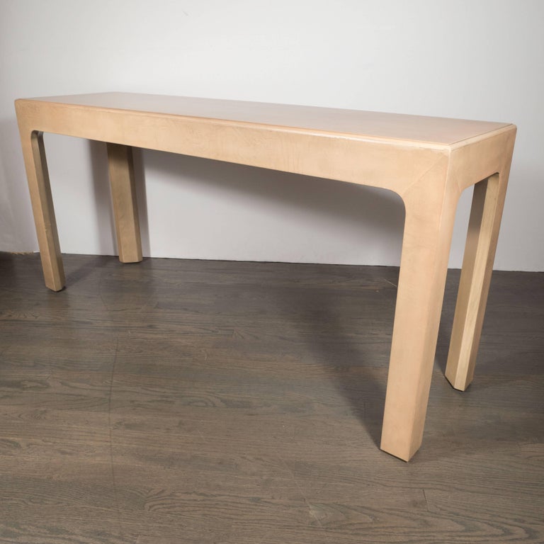 Mid-Century Modern Console Table in Bookmatched Bleached Burled Elm For ...