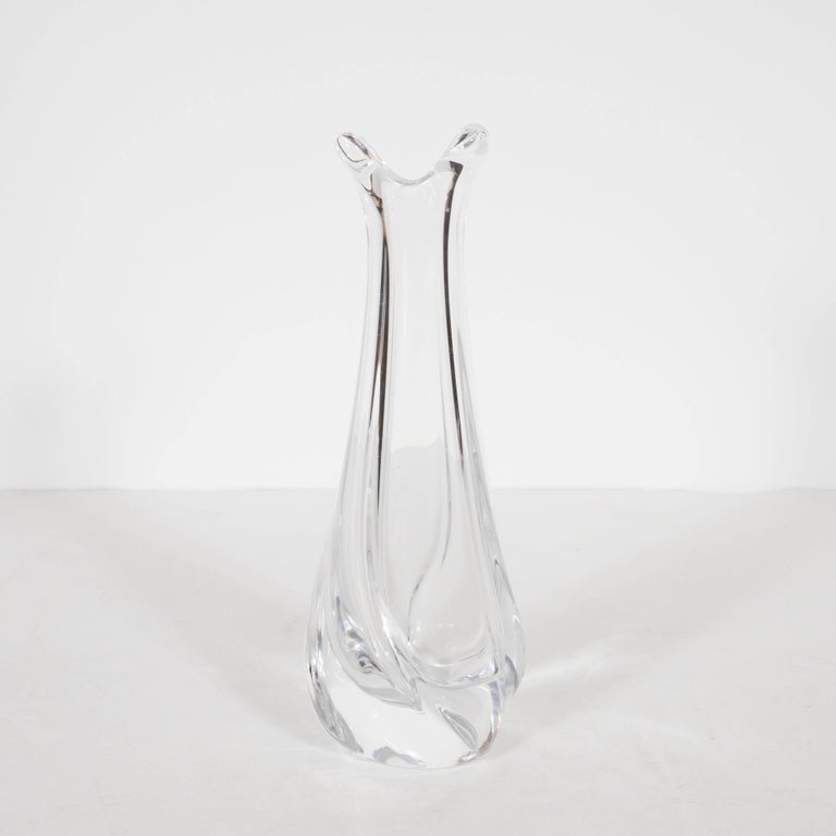 French Mid-Century Modern Translucent Sinuous Glass Vase by Daum France ...