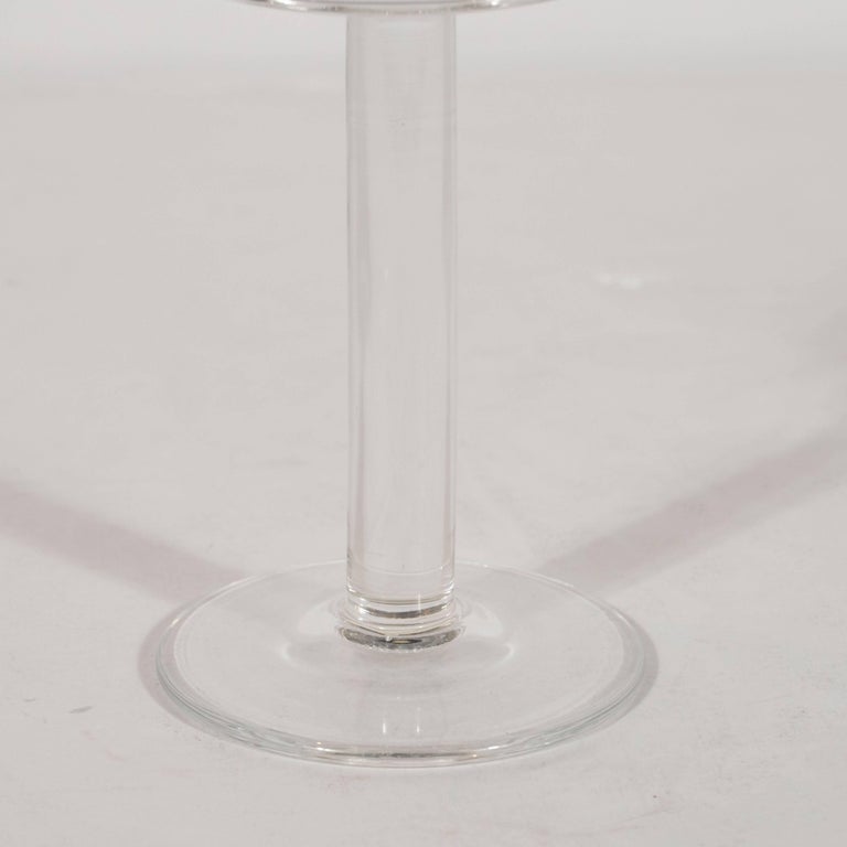 Set of Six Modernist Clear Glass Wine or Water Glasses, Signed Calvin ...