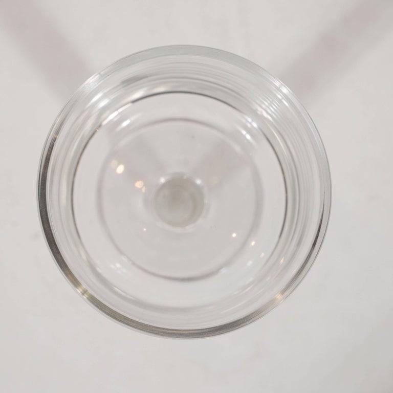 Set of Six Modernist Clear Glass Wine or Water Glasses, Signed Calvin ...