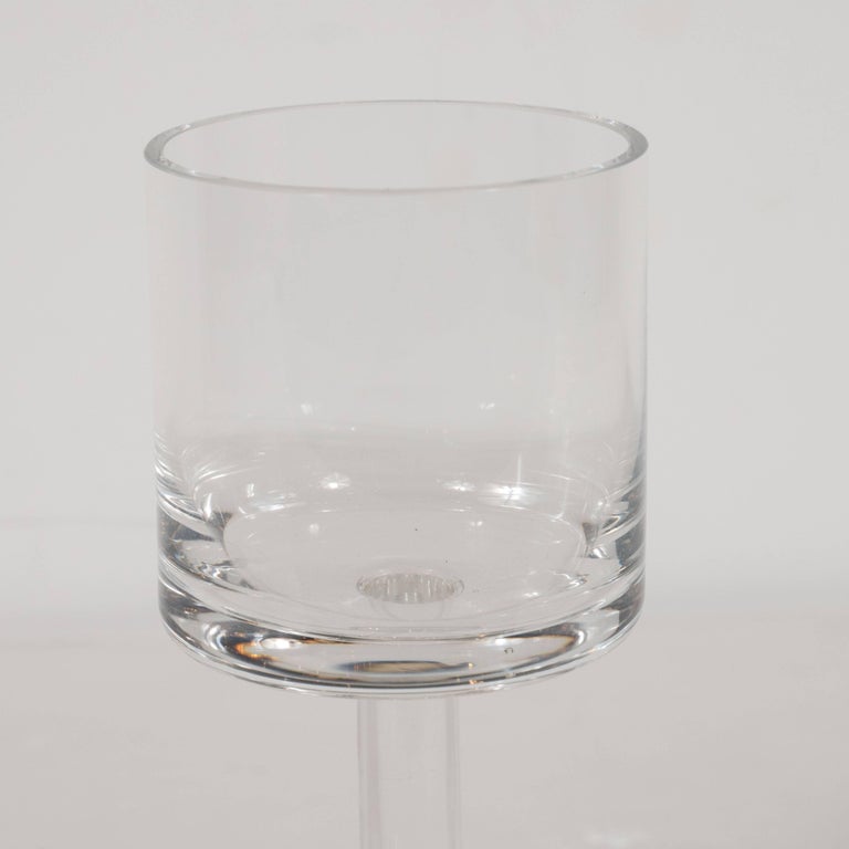 Set of Six Modernist Clear Glass Wine or Water Glasses, Signed Calvin ...