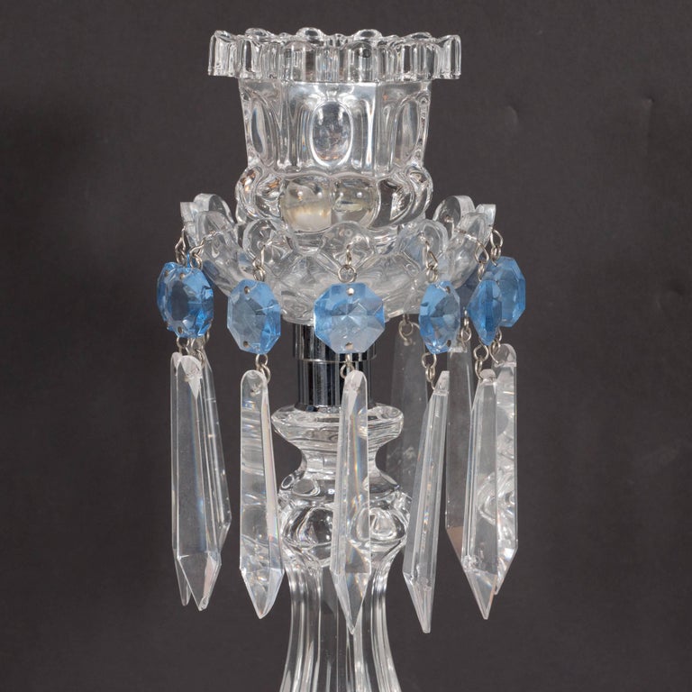 Columnar Crystal Girandoles in Translucent and Pale Sapphire Glass by ...