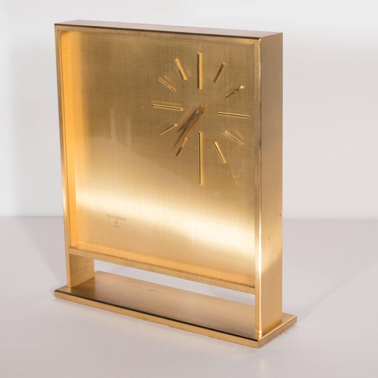 Ultra-Chic Mid-Century Modernist Metal Doré Clock by Jaeger-LeCoultre ...