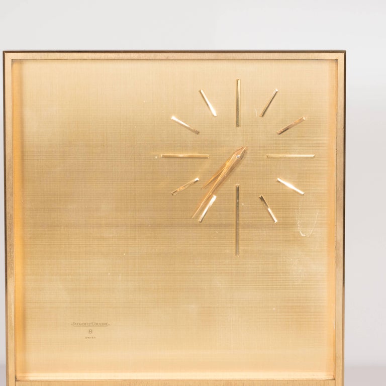 Ultra-Chic Mid-Century Modernist Metal Doré Clock by Jaeger-LeCoultre ...