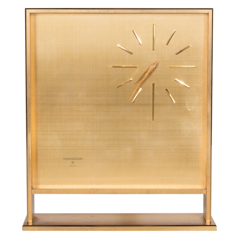 Ultra-Chic Mid-Century Modernist Metal Doré Clock by Jaeger-LeCoultre ...