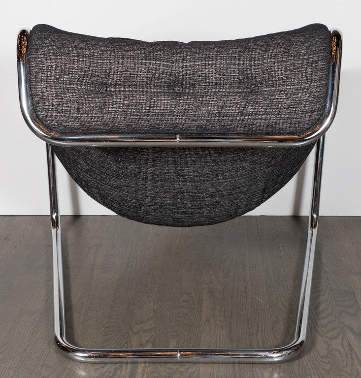 Mid-Century Modernist Tubular Angled Cantilever Chair and Metallic ...