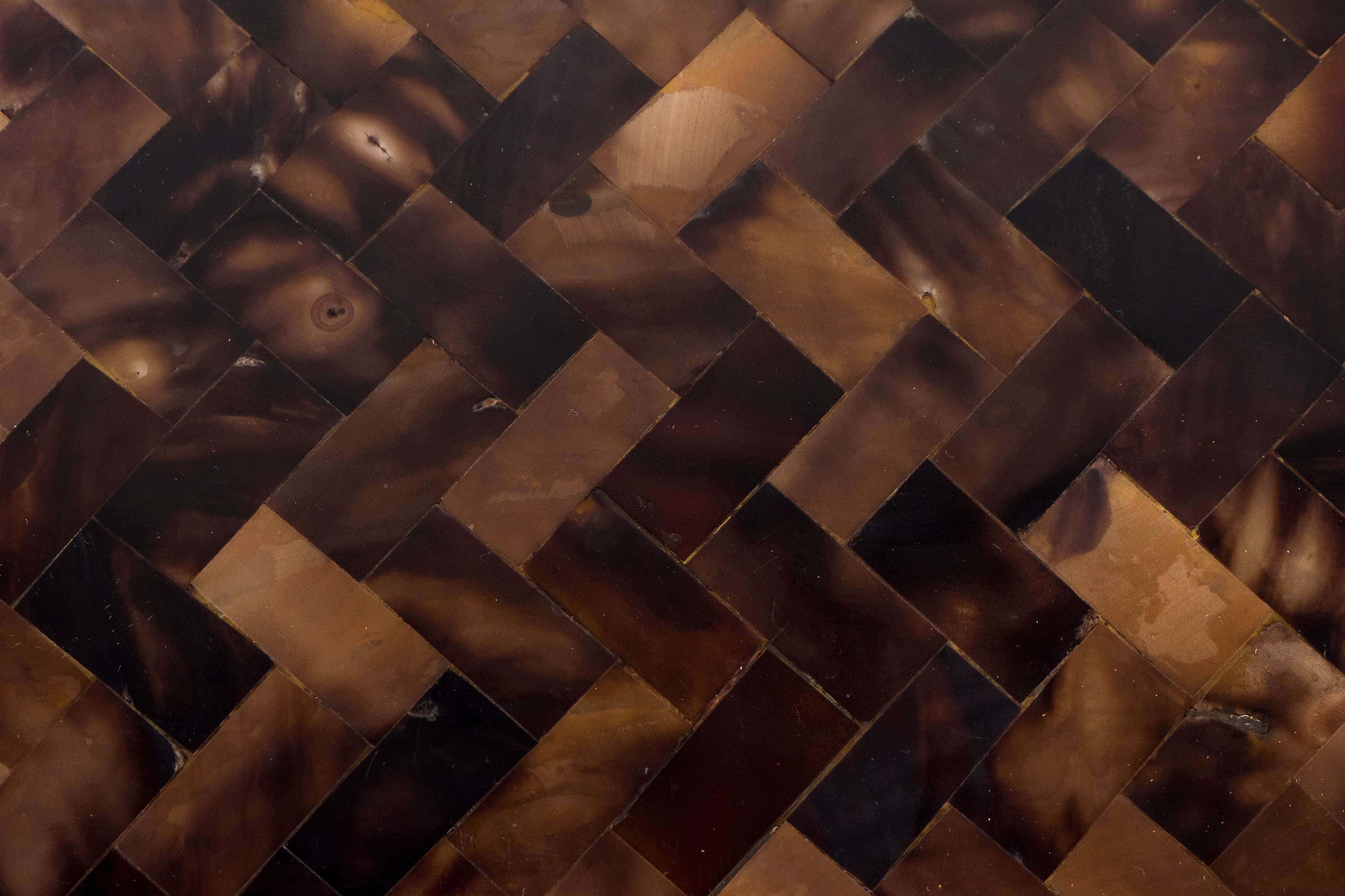 Penshell Box in Tortoise Motif and Herringbone Pattern with Beveled Lid ...