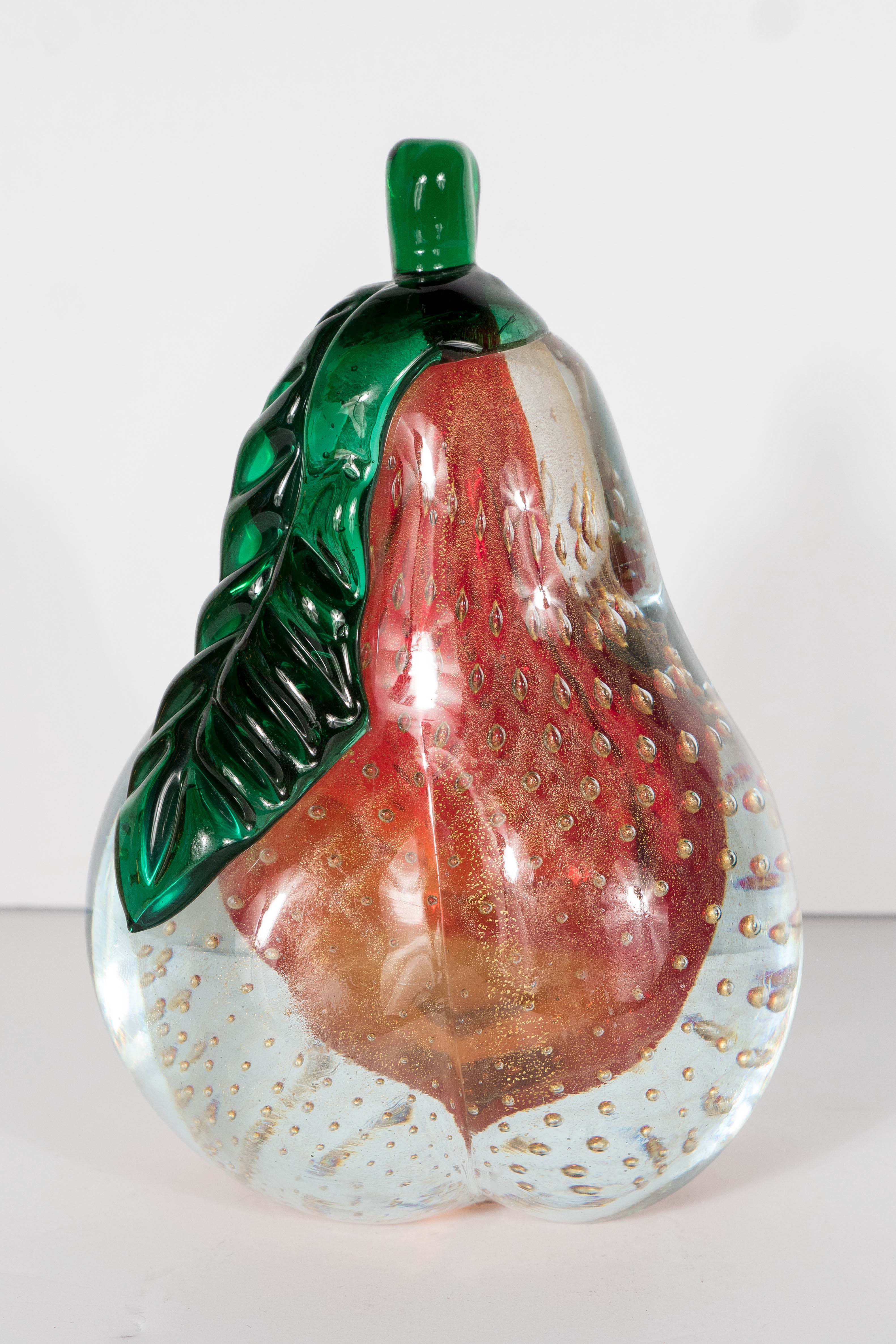 Gorgeous Set of Handblown Murano Glass Pear and Apple by Barbini at 1stDibs