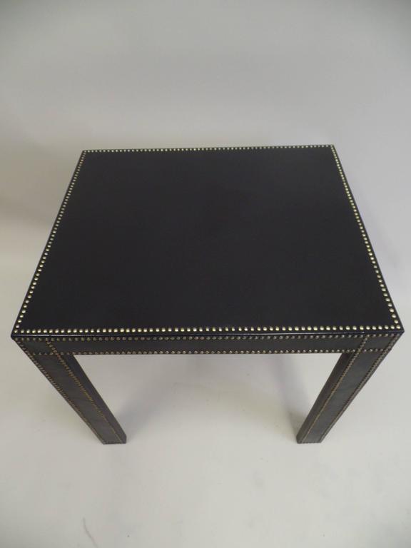 French Mid-Century Modern Studded Black Leather End Tables Pierre ...
