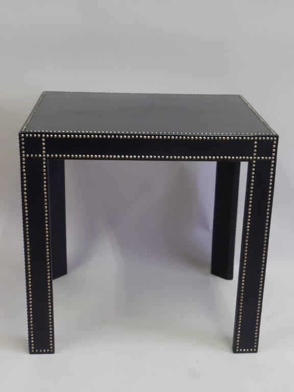 French Mid-Century Modern Studded Black Leather End Tables Pierre ...
