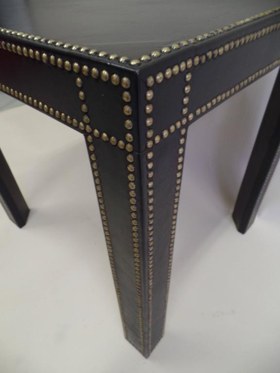 French Mid-Century Modern Studded Black Leather End Tables Pierre ...