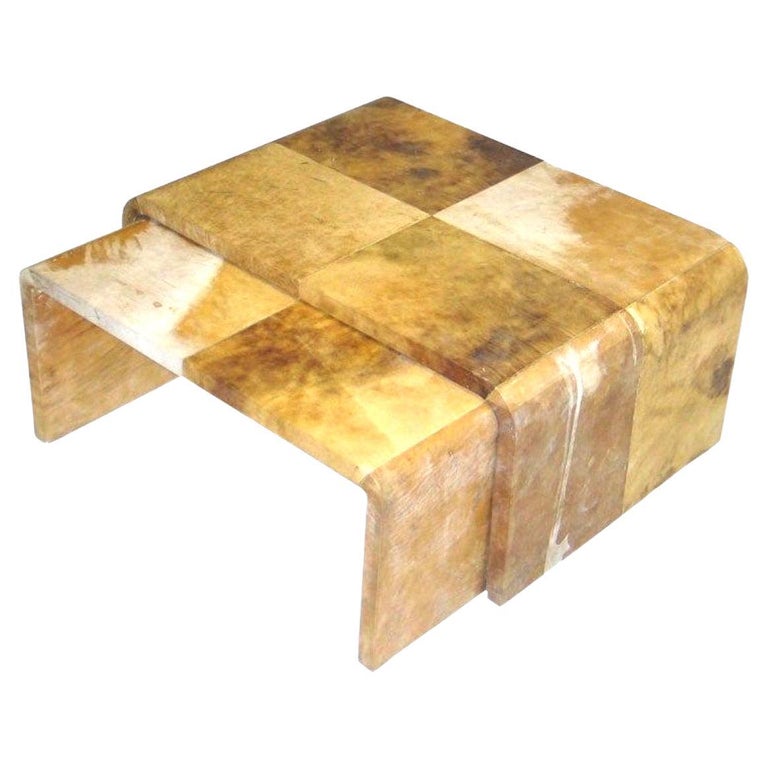 Set of 2 French Mid-Century Parchment Coffee Tables , Style ofJean ...