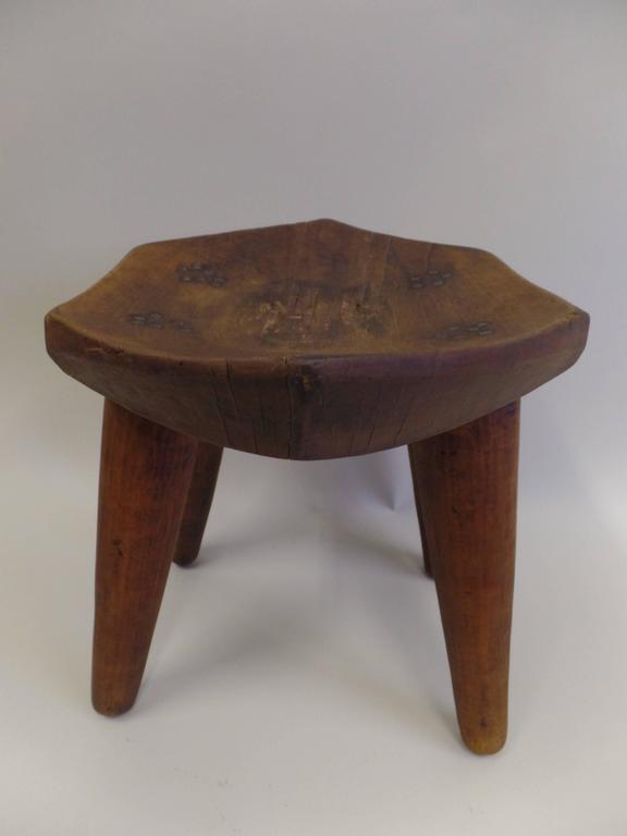 French 1930s Hand-Carved Modern Craftsman Stool at 1stDibs
