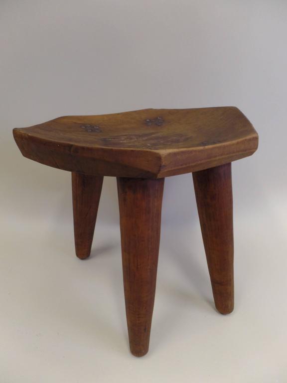 French 1930s Hand-Carved Modern Craftsman Stool at 1stDibs