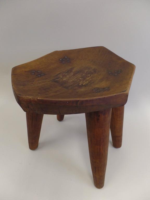 French 1930s Hand-Carved Modern Craftsman Stool at 1stDibs