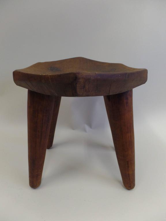 French 1930s Hand-Carved Modern Craftsman Stool at 1stDibs