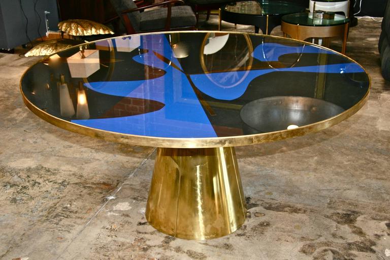 Fabulous Italian Round Brass and Glass Dining Table at 1stDibs