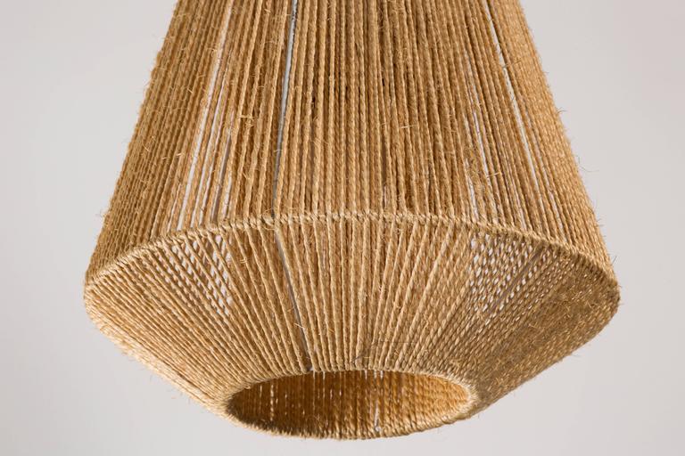 Pair of Teak and Jute Pendants by Fog and Mørup at 1stDibs