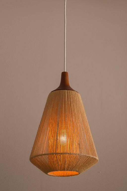 Pair of Teak and Jute Pendants by Fog and Mørup at 1stDibs