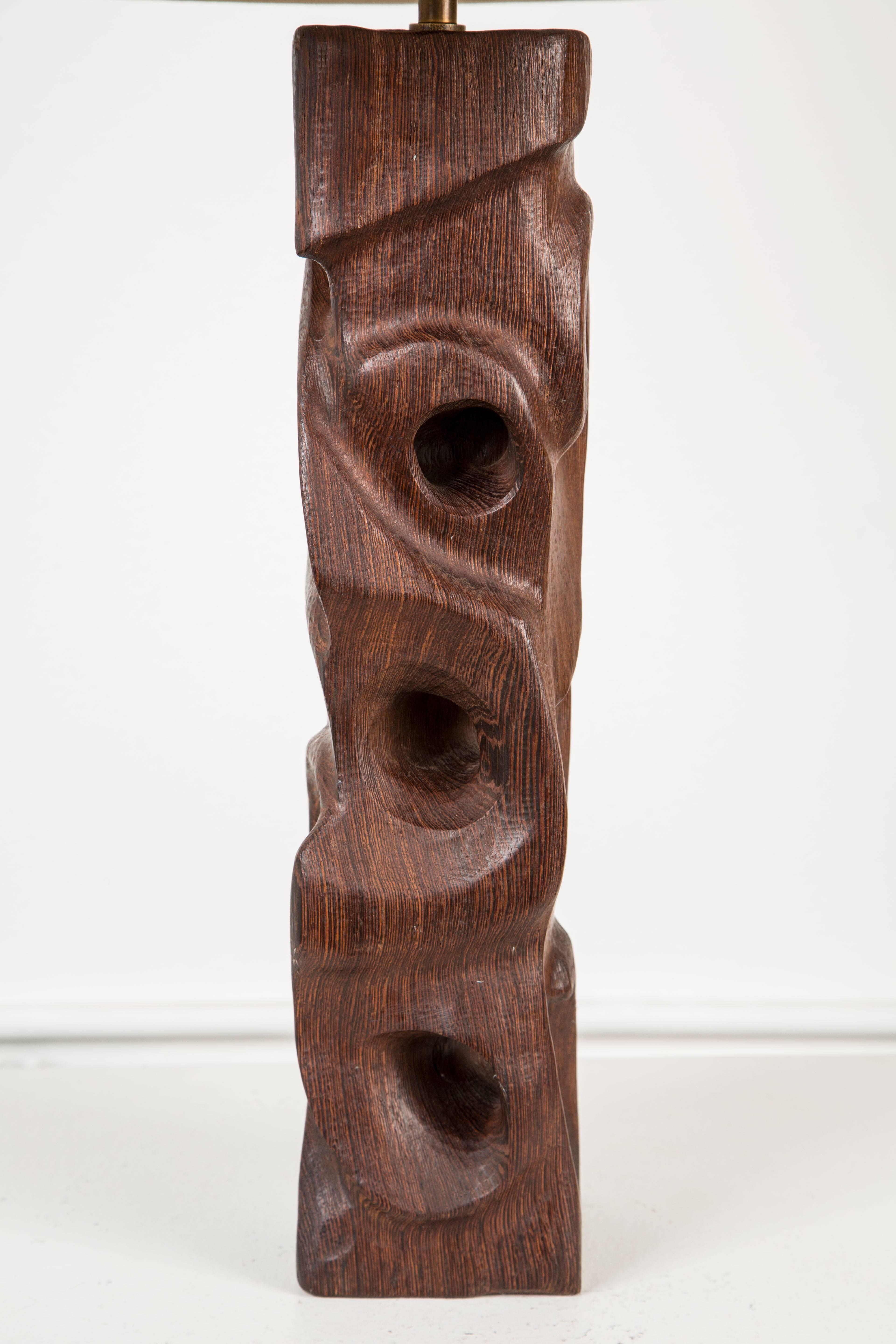 Italian Wood Carved Table Lamp For Sale at 1stDibs
