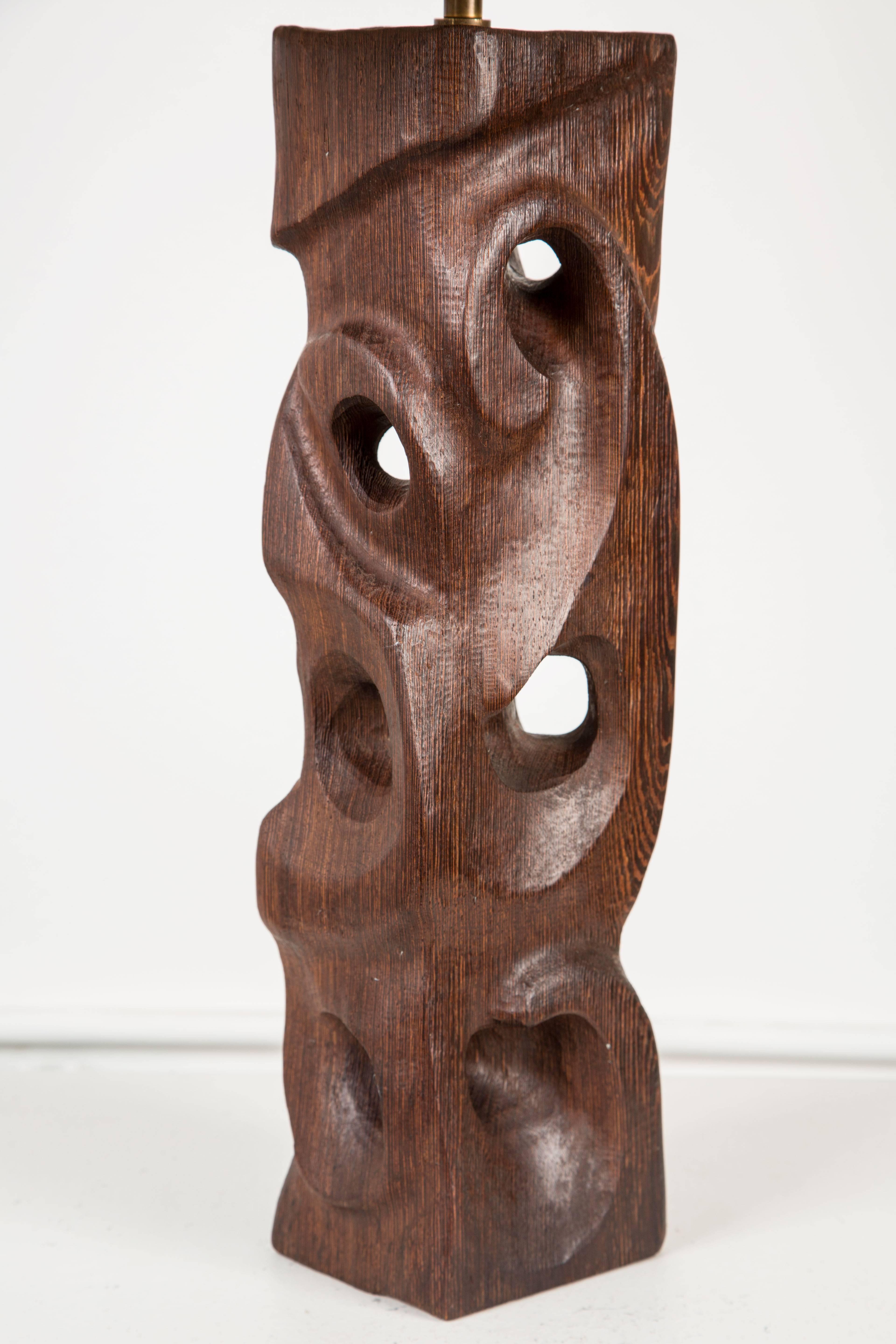 Italian Wood Carved Table Lamp For Sale at 1stDibs