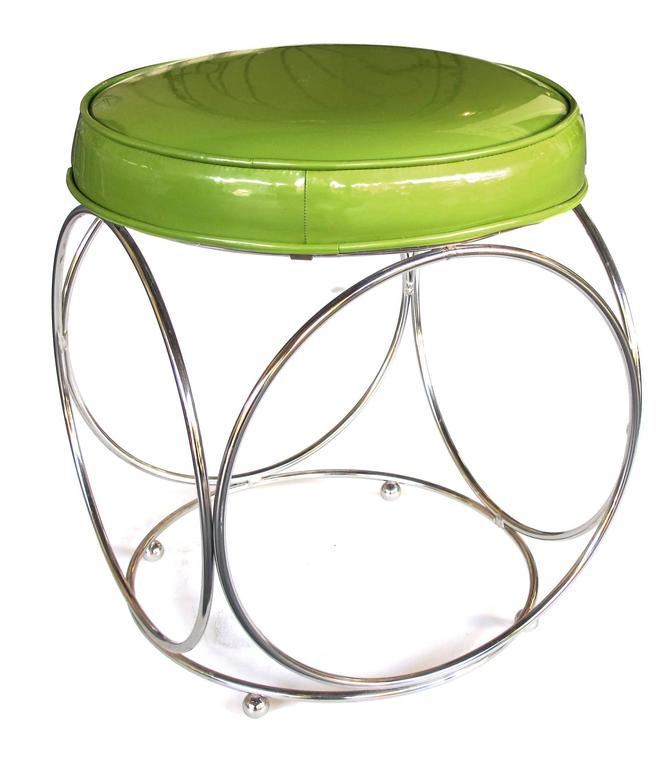 Cool Pair of American George Koch and Sons Chrome Stools W Apple Green ...