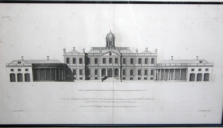 Rare Set of Three English Architectural Copper Engravings by Colen ...