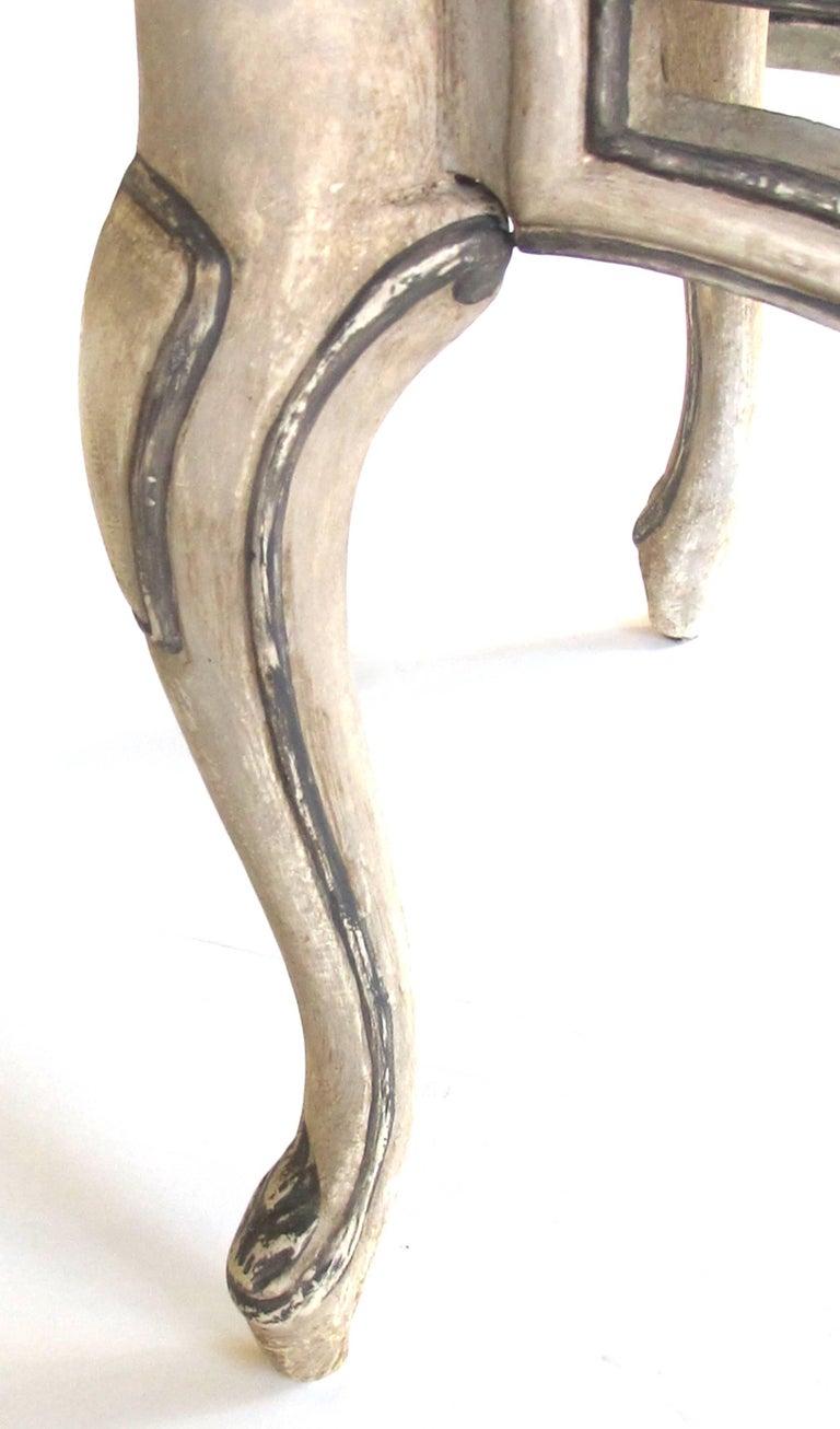 Gracefully-Shaped Pair of French Rococo Style Gray Painted Stools For ...