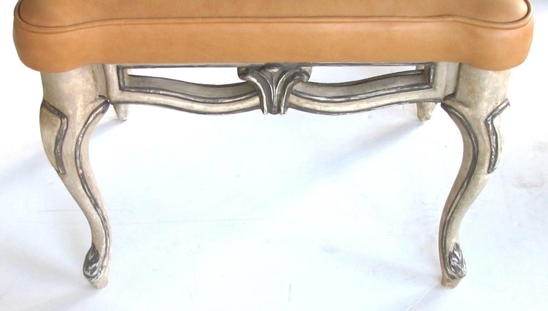 Gracefully-Shaped Pair of French Rococo Style Gray Painted Stools For ...