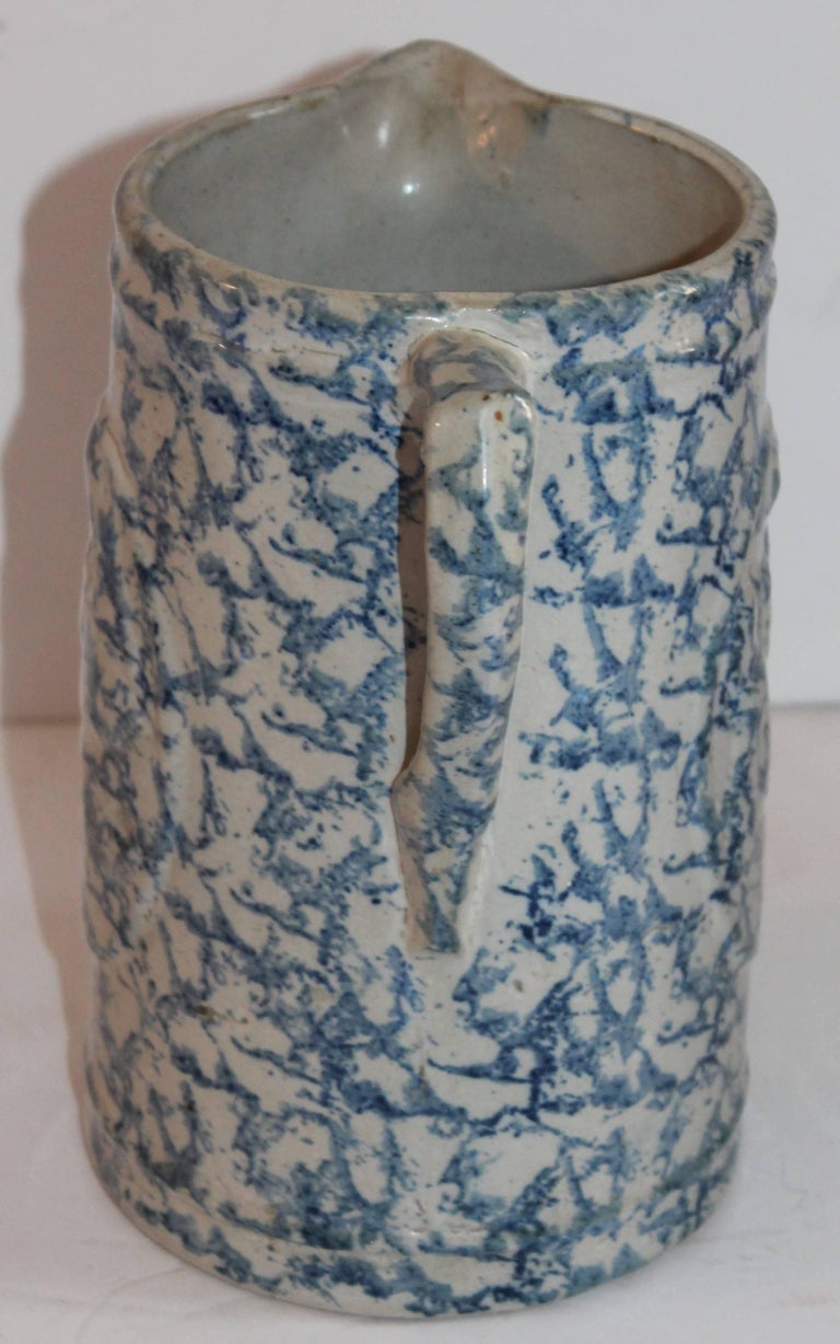 19th Century Spongeware Pitcher with Embossed Image of Girl and Dog at ...