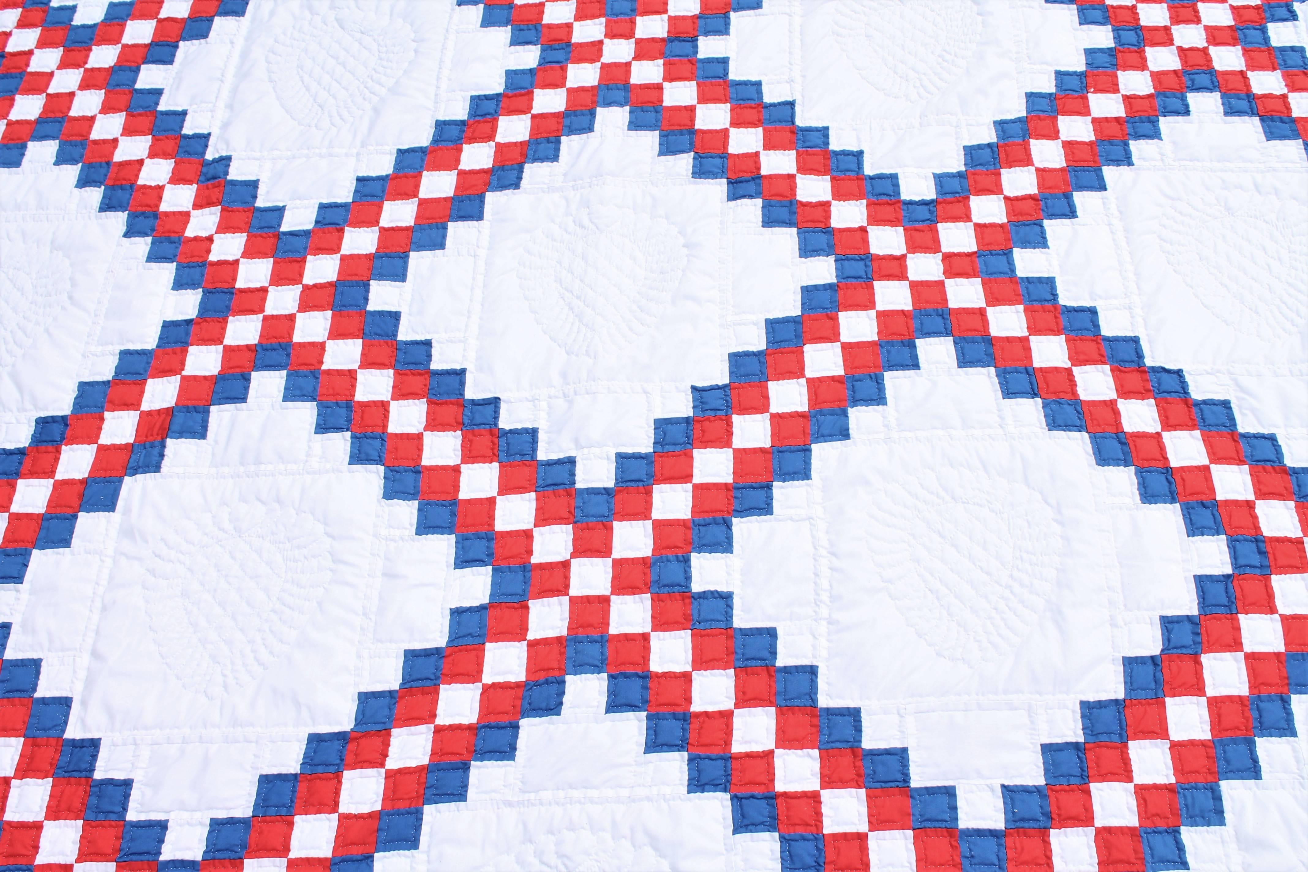 Patriotic Quilt in Triple Irish Chain Pattern at 1stDibs | patriotic quilt patterns, triple ...