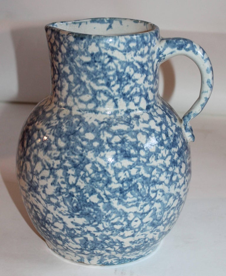 19th Century Spongeware Pottery Water Pitcher at 1stDibs