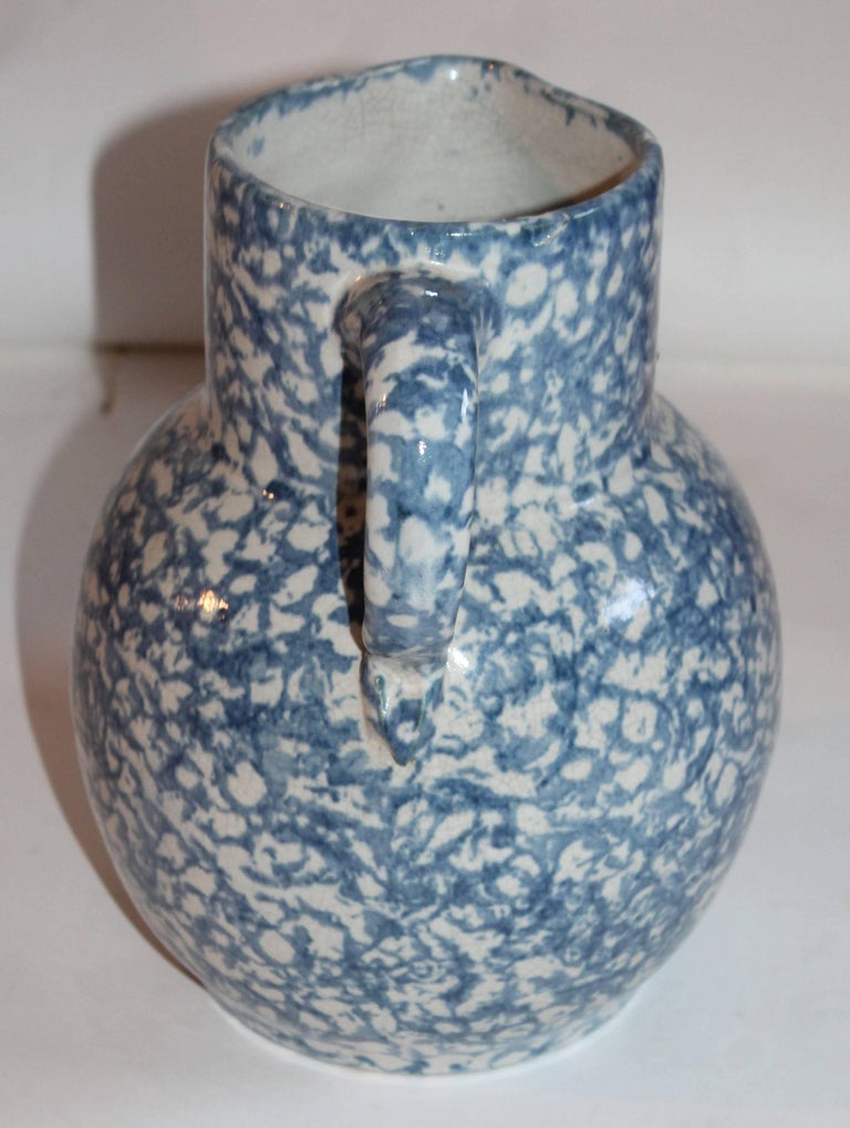 19th Century Spongeware Pottery Water Pitcher at 1stDibs