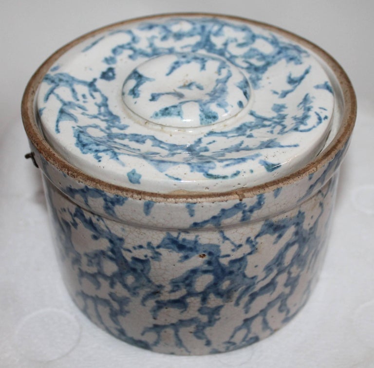 19th Century Spongeware Salt Crock with Bail Handle For Sale at 1stDibs ...