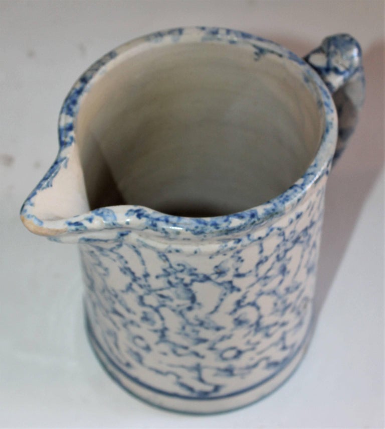 Spongeware 19th Century Pottery Pitchers, Pair at 1stDibs