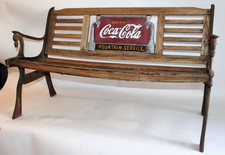 Coca Cola Fountain Service Bench For Sale at 1stDibs