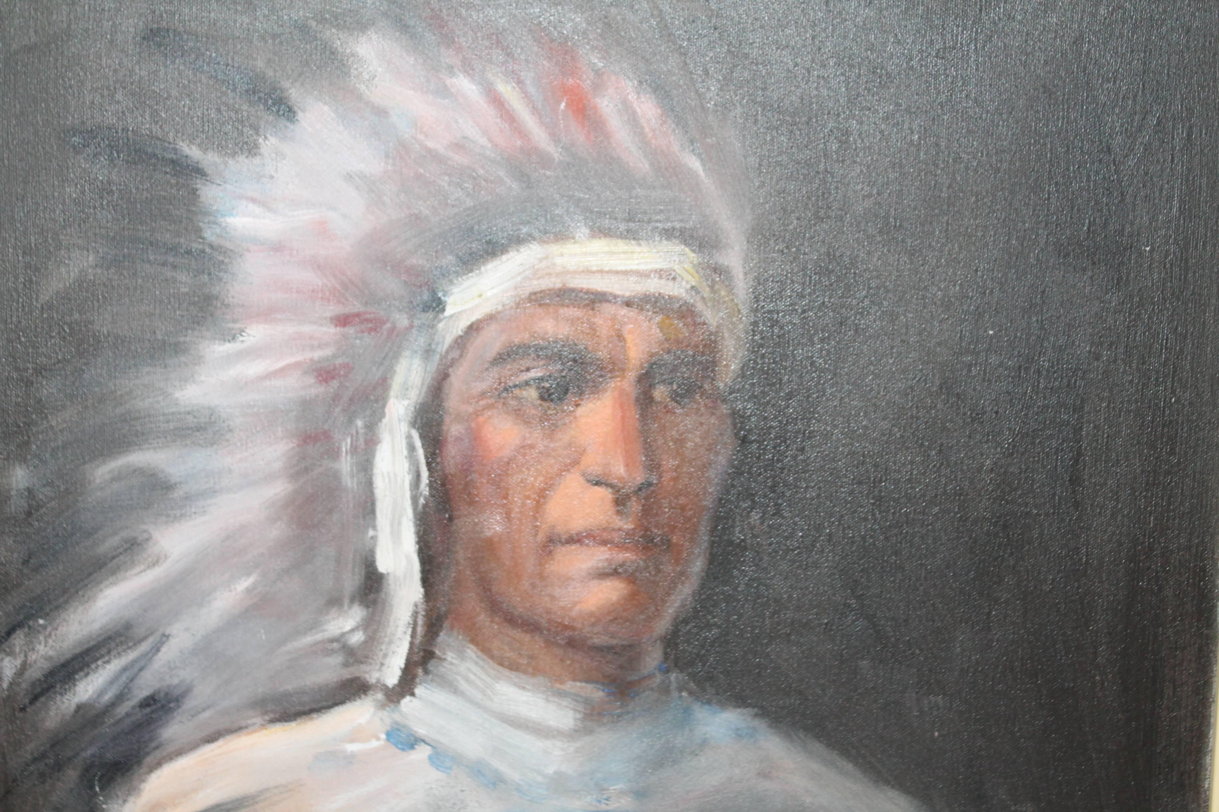 American Indian Chief Oil Painting at 1stDibs | indian chief painting