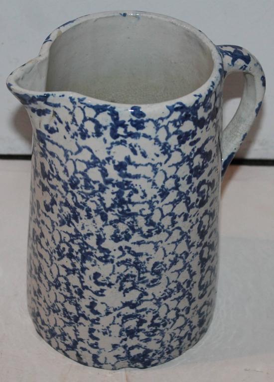 19th Century Spongeware Water Pitcher at 1stDibs