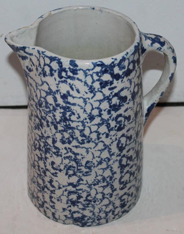 19th Century Spongeware Water Pitcher at 1stDibs