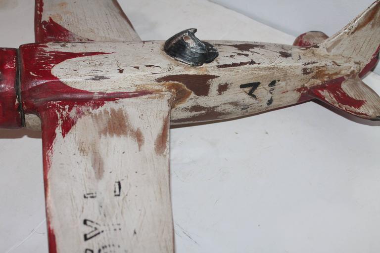 Hand-Carved and Painted Model Airplane at 1stDibs