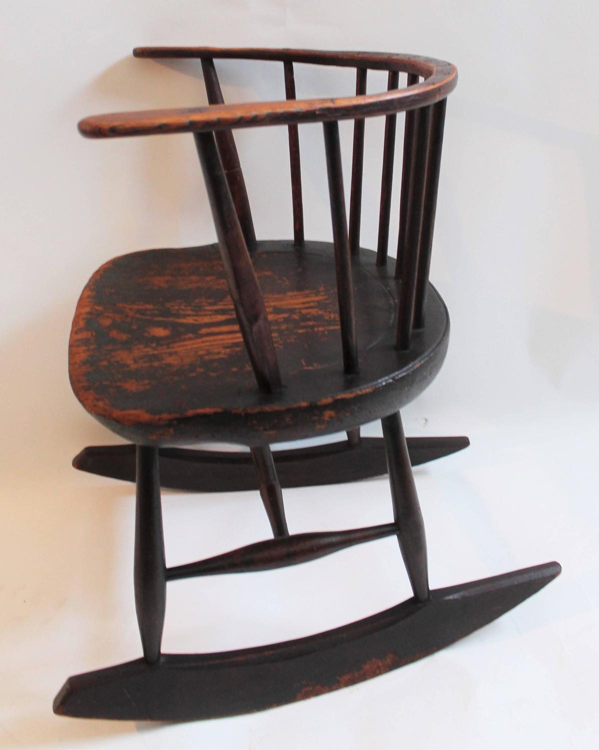 Rare 18th Century Low Back Original Red Painted Windsor Rocking Chair ...