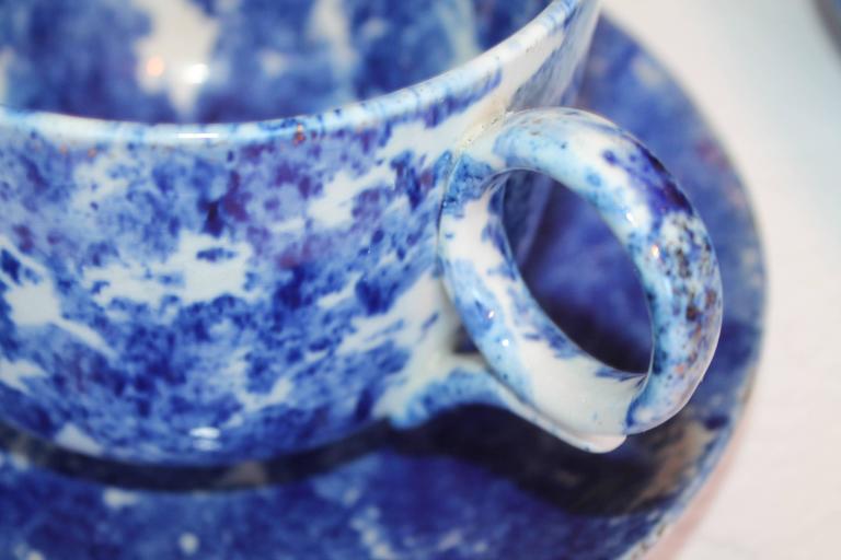 Collection of Four Monumental 19th Century Sponge Ware Mush Cups and ...