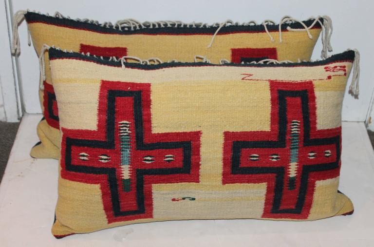 Pair of Navajo Indian Weaving Bolster Pillows at 1stDibs