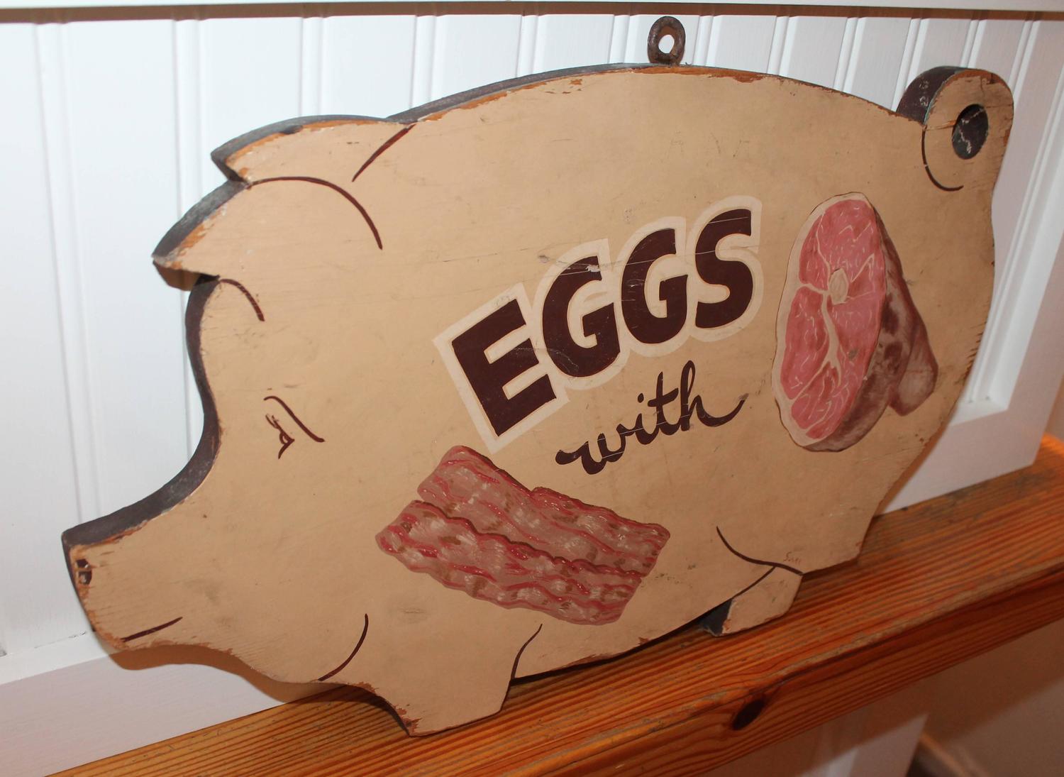 Reversible Original Painted Pig Trade Sign For Sale at 1stdibs