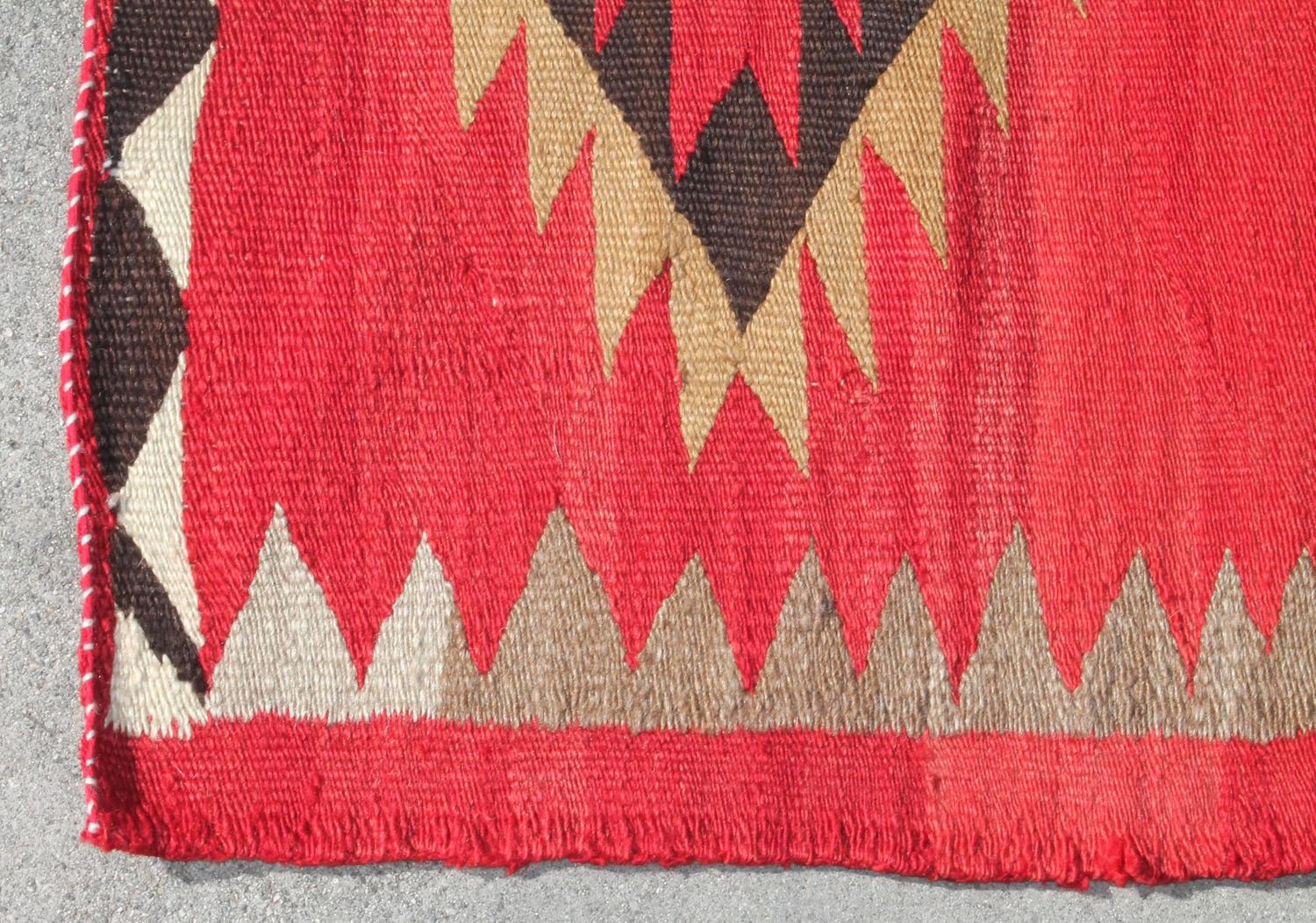 Red Navajo Transitional Rug with Three Central Diamonds at 1stdibs
