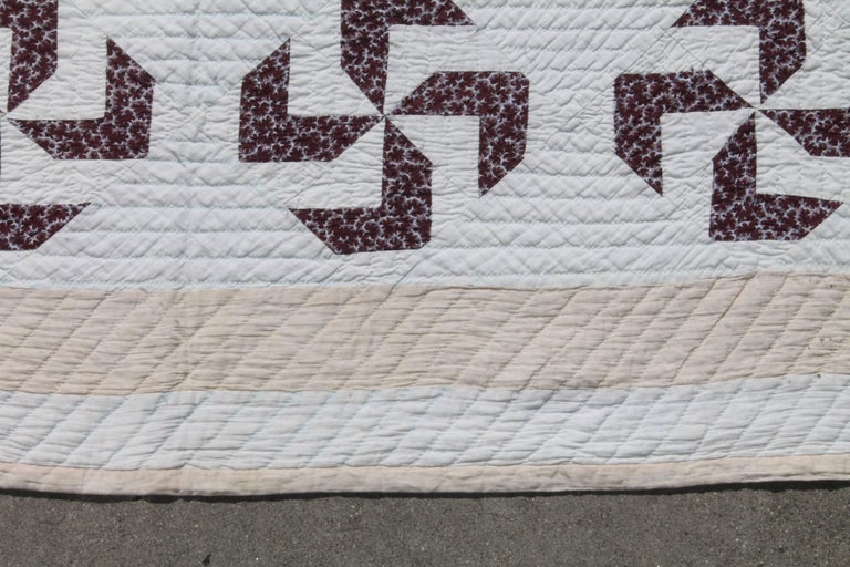 19th Century Fly Foot or Whirling Logs Pattern Quilt at 1stDibs