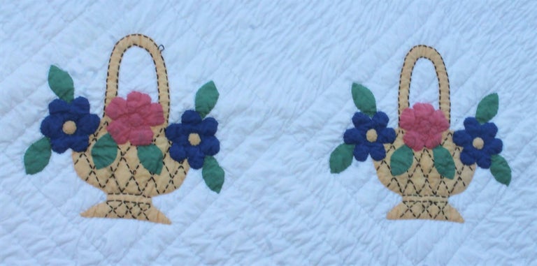 Applique Flower Basket Quilt at 1stDibs